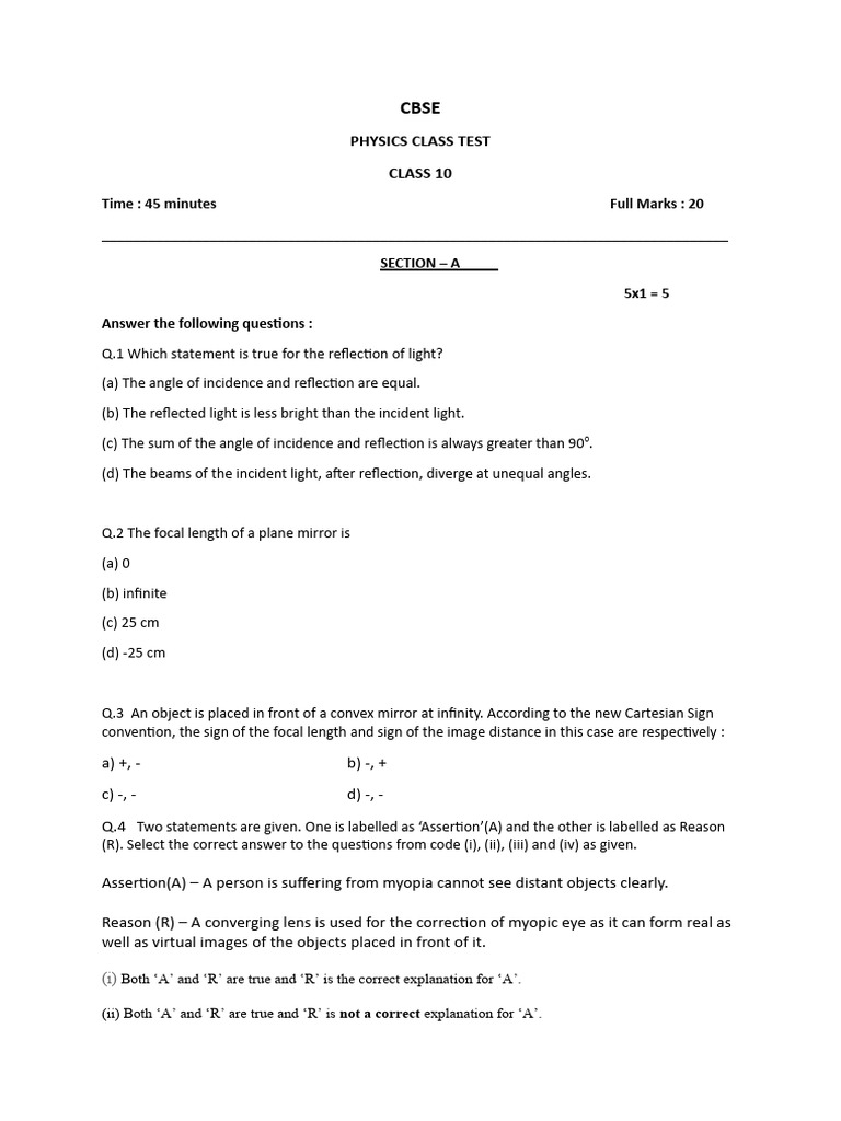 CBSE PHYSICS CLASS 10 | PDF | Glass Engineering And Science ...