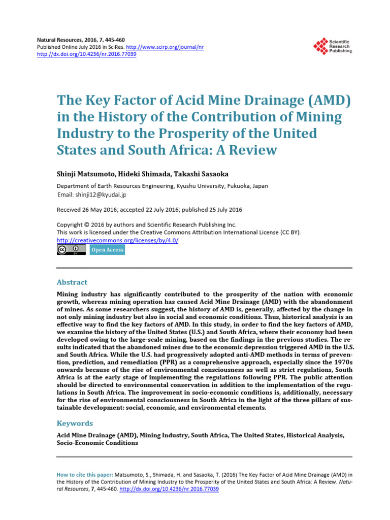The Key Factor of Acid Mine Drainage AMD in The Hi | PDF | Mining ...