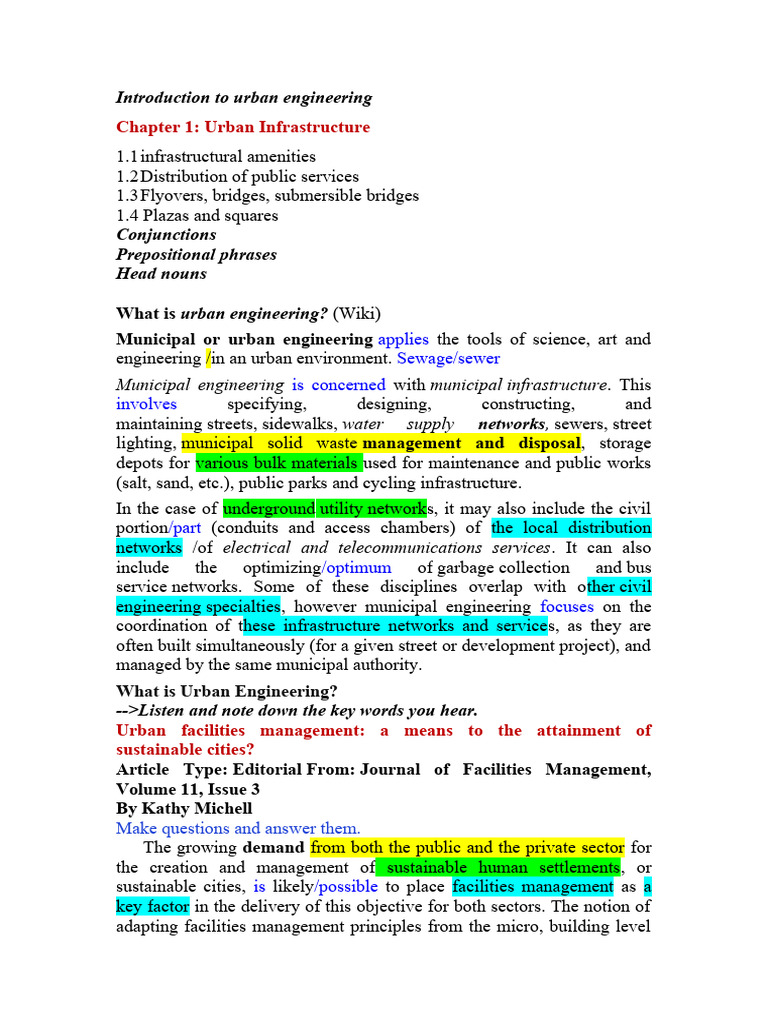 Introduction To Urban Engineering | PDF | Sustainability | Infrastructure