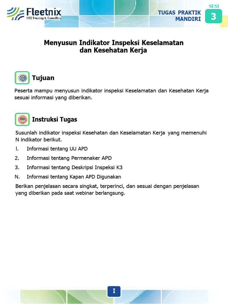 Mini-TPM 3 - Menyusun Indikator Inspeksi Kesehatan Dan Keselamatan Kerja | PDF