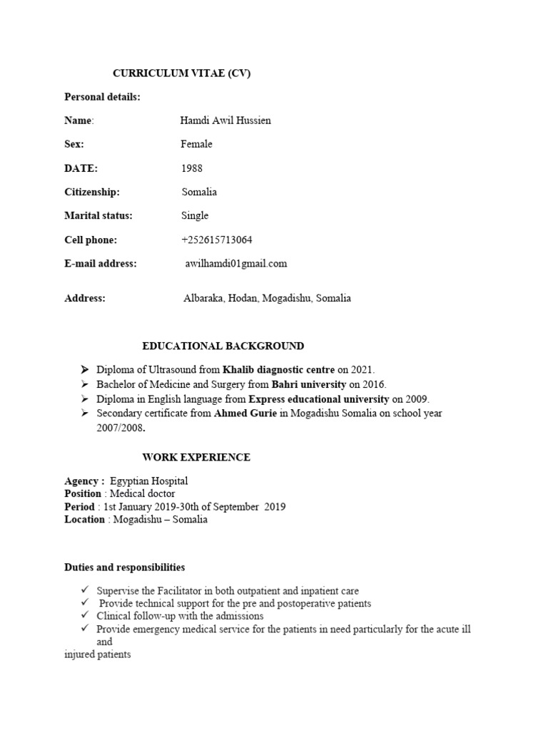 Curriculum Vitae Dr. Hamdi | PDF | Medical Diagnosis | Surgery