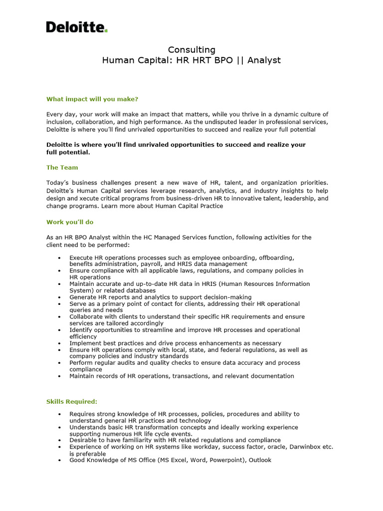 HC HRT BPO Analyst Deloitte India Operate Campus Hiring Consulting ... HC HRT BPO Analyst Deloitte India Operate Campus Hiring Consulting ...
