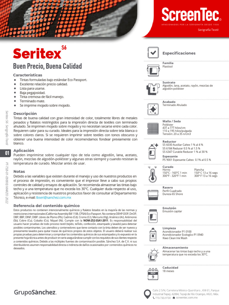 Seritex S6 | PDF | Textiles | Materiales
