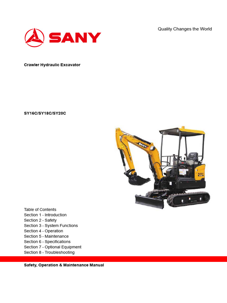 Manual de Operação e Manutenção SY16 | PDF | Safety | Coolant