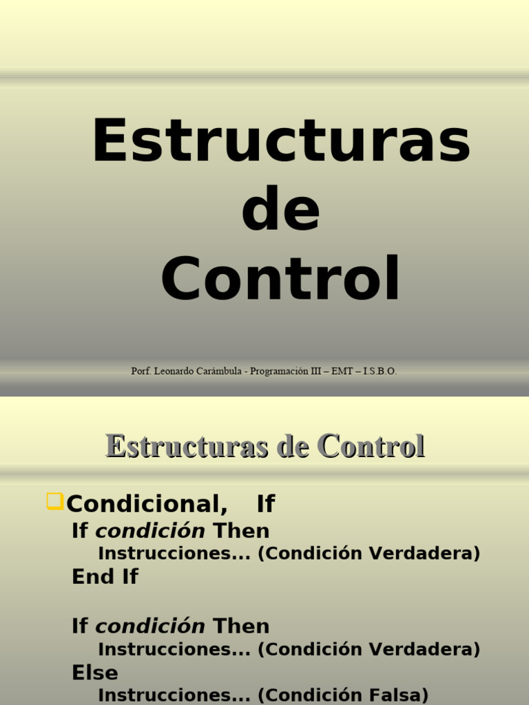 VB 4 Estructuras de Control | PDF | Flujo de control | Programación de computadoras