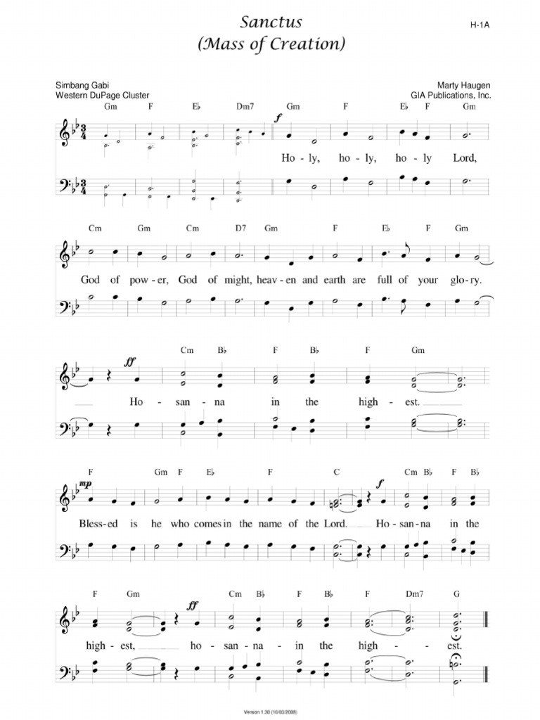 Sanctus (Mass of Creation) - Marty Haugen | PDF