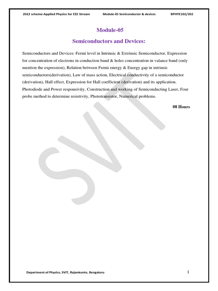 Module-05 Semiconductor & Devices | PDF | Bipolar Junction Transistor | Semiconductors
