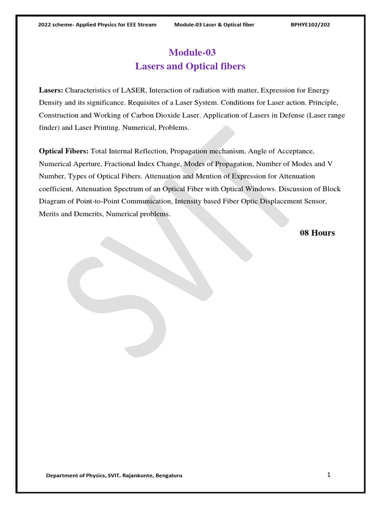 Applied Physics for EEE Students | PDF | Attenuation | Optical Fiber