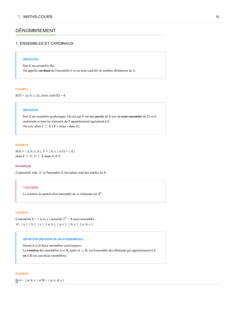 Cour Denombrement | PDF