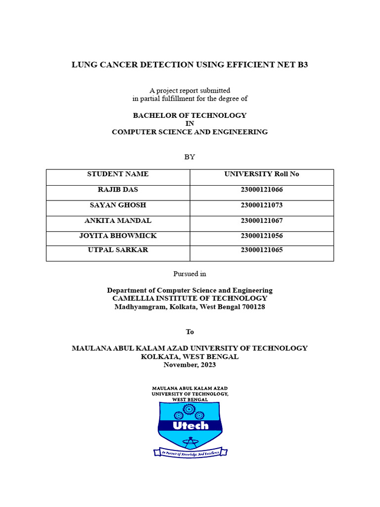 Final Year Project Lung Cancer Detection Using Efficient Net B3 | PDF | Software Development ...