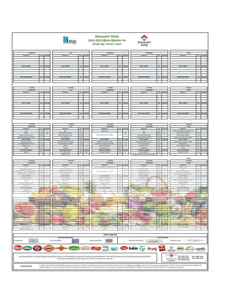 Eylul 2022 Kalorili Menu 3 1663851622 | PDF