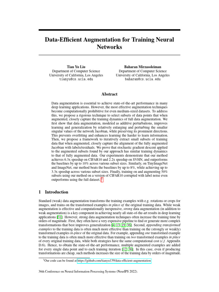 NeurIPS 2022 Data Efficient Augmentation For Training Neural Networks ...