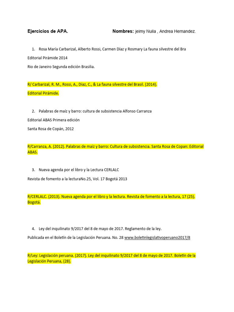 Ejercicios de Referencias APA | PDF