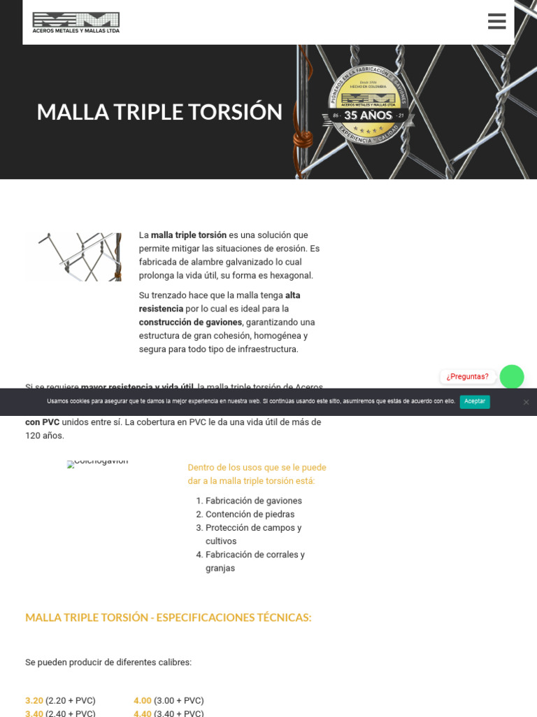Malla Triple Torsión - Aceros Metales y Mallas - 2023 - Cotiza YA! | PDF