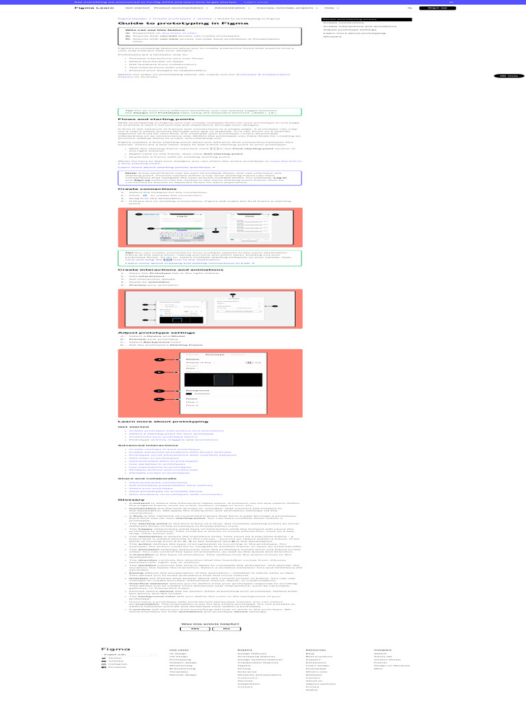 Guide To Prototyping in Figma - Figma Learn - Help Center | PDF | Prototype | Icon (Computing)