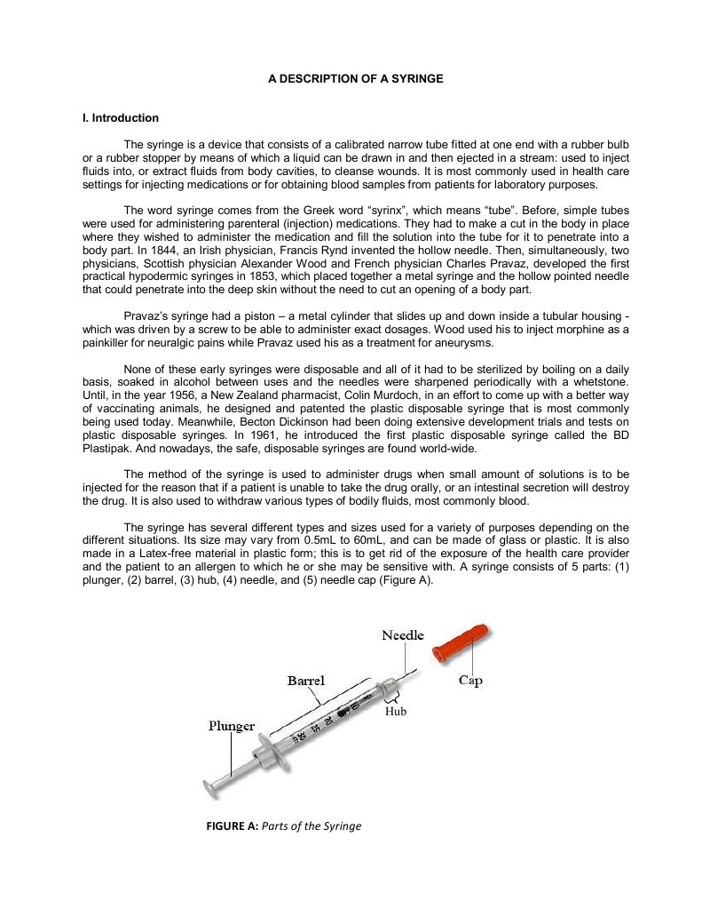 Syringe Components and Uses Explained | PDF | Syringe | Medical Treatments