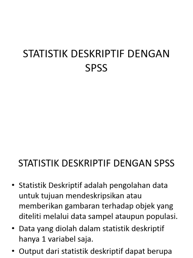 Statistik Deskriptif Dengan SPSS | PDF