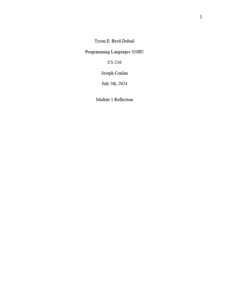 CS 210 Mod 1 Reflection Tyron Byrd | PDF | Computer Programming | Python (Programming Language)