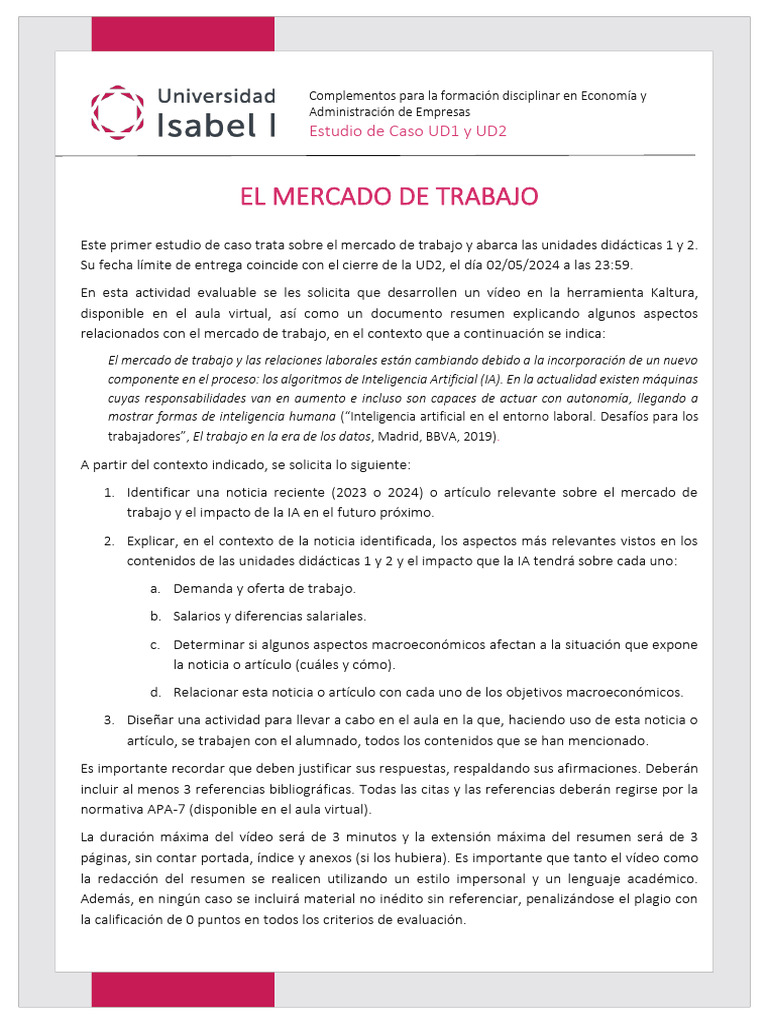 Estudio de Caso El Mercado de Trabajo UD1 y UD2 - 23 - 24 | PDF | Inteligencia artificial ...