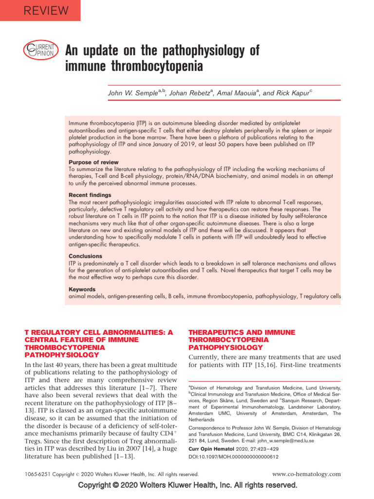 PTI Pathophysiology | PDF | T Cell | Natural Killer Cell