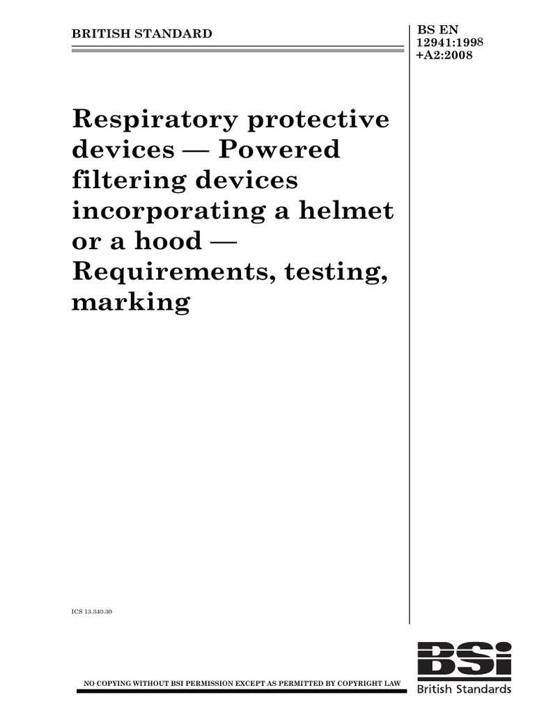 BS EN 12941:1998+A2 Standard Overview | PDF