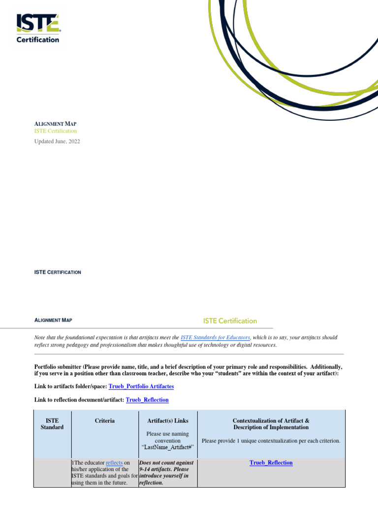 Trueb_ ISTE Alignment Map | PDF | Learning | Teachers