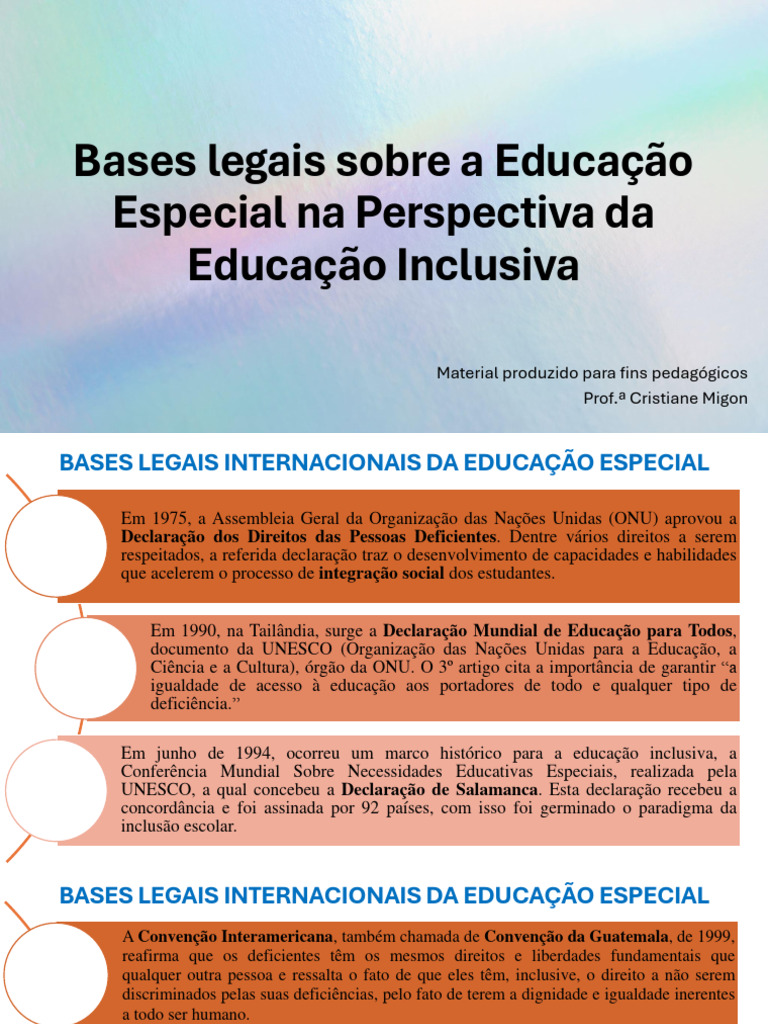 Bases Legais Educação Especial Na Perspectiva Da Educação Inclusiva ...