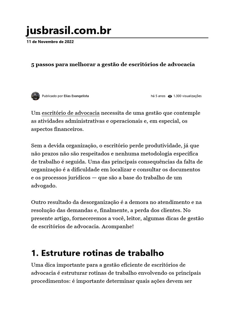 Gestão Eficiente de Escritórios de Advocacia | PDF | Advogado | Programas