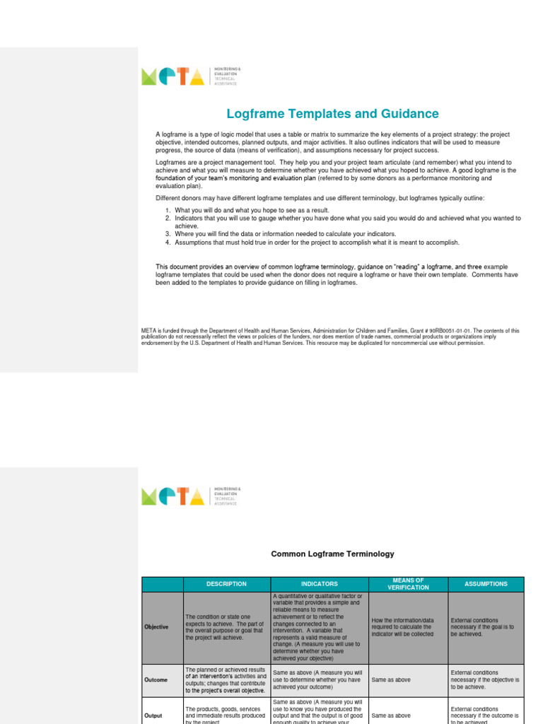 Logframe Templates and Guidance | PDF | Goal | Quantitative Research