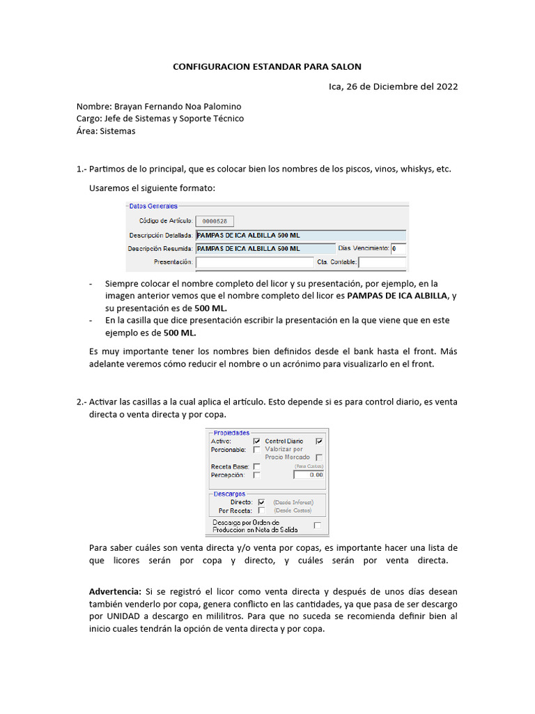 Configuracion Estandar para Salon 23-12-2022 | PDF | Litro