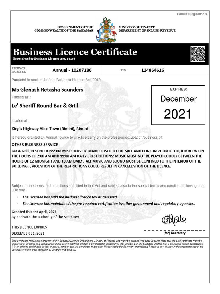 Business Licence Certificate 2 | PDF | License | Justice