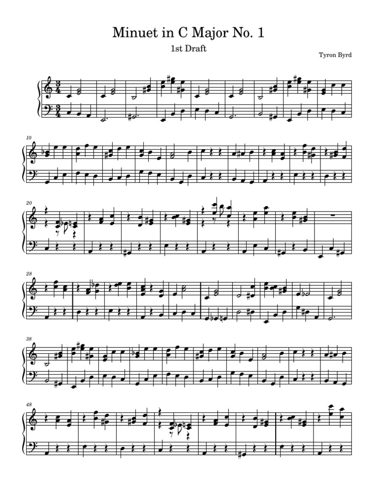 Minuet in C Major No 1 | PDF