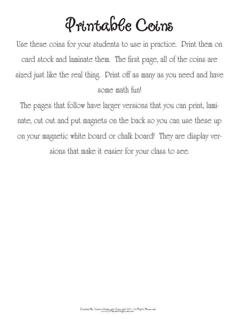 Printable Coins | PDF