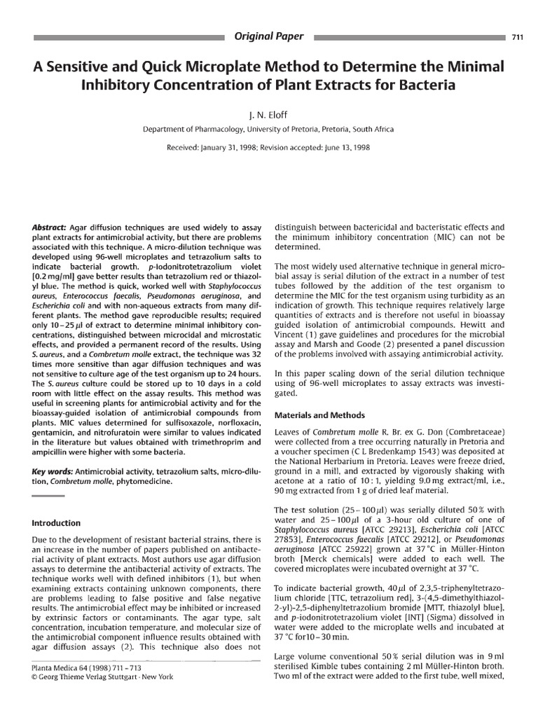 A Sensitive and Quick Microplate Method To Determine The Minimal ...