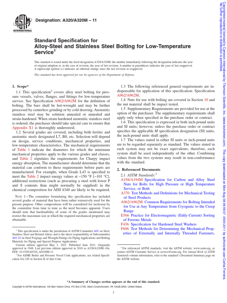 Alloy-Steel and Stainless Steel Bolting For Low-Temperature Service ...