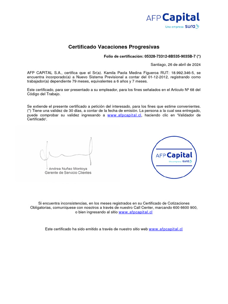 Vacaciones Progresivas | PDF