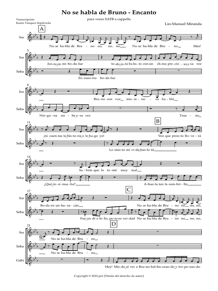 Partitura - No Se Habla de Bruno | PDF
