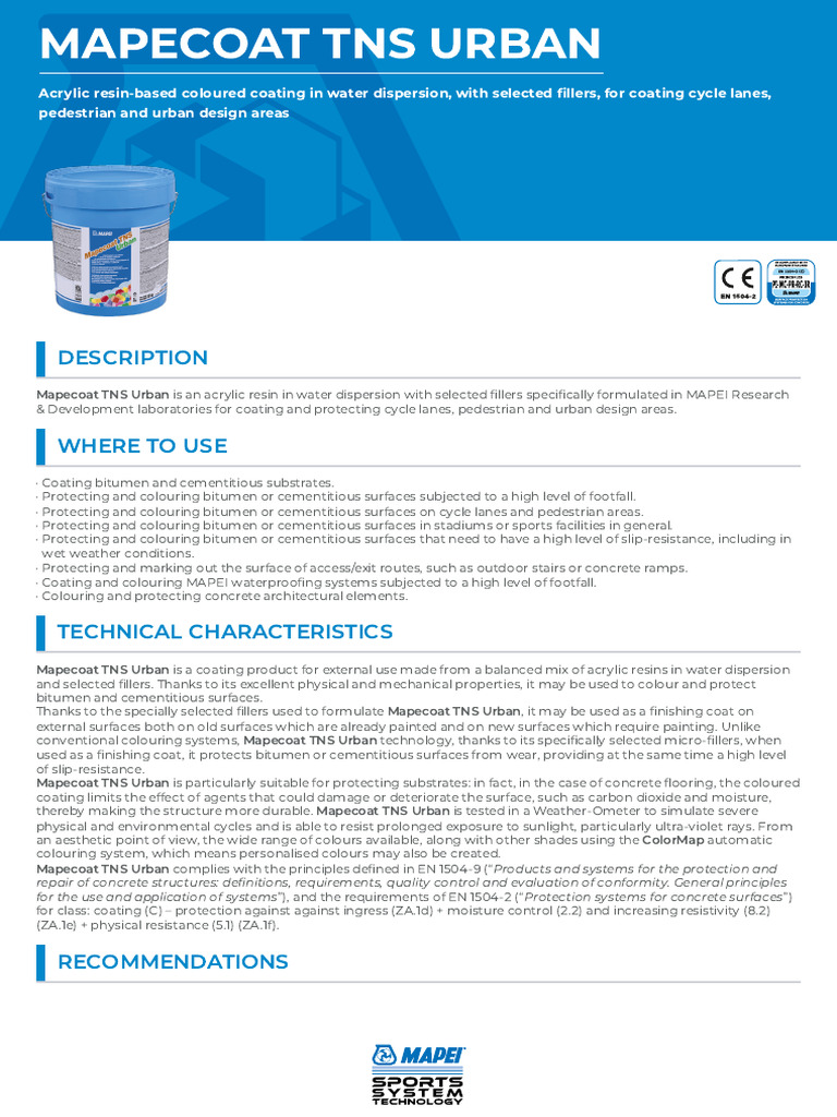 Mapecoat TNS Urban | PDF | Concrete | Coating
