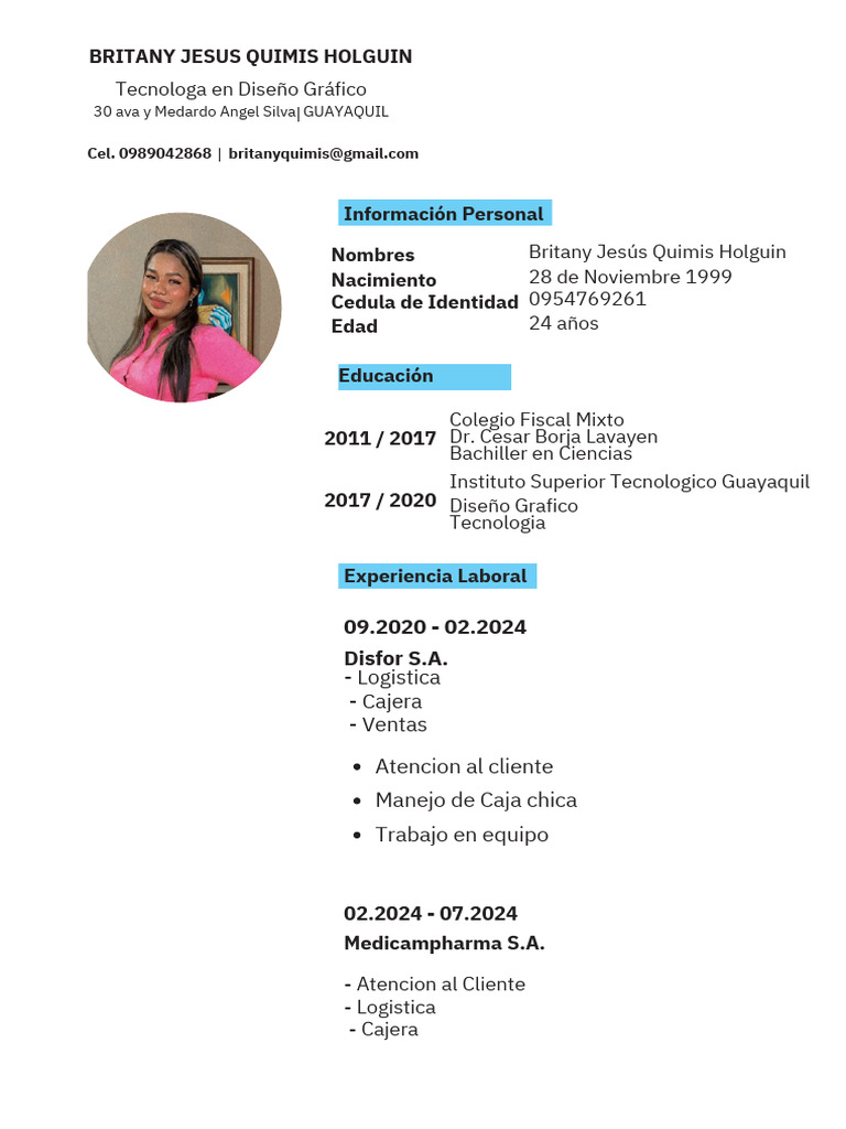 CV Britany Quimis 2024 PDF | PDF