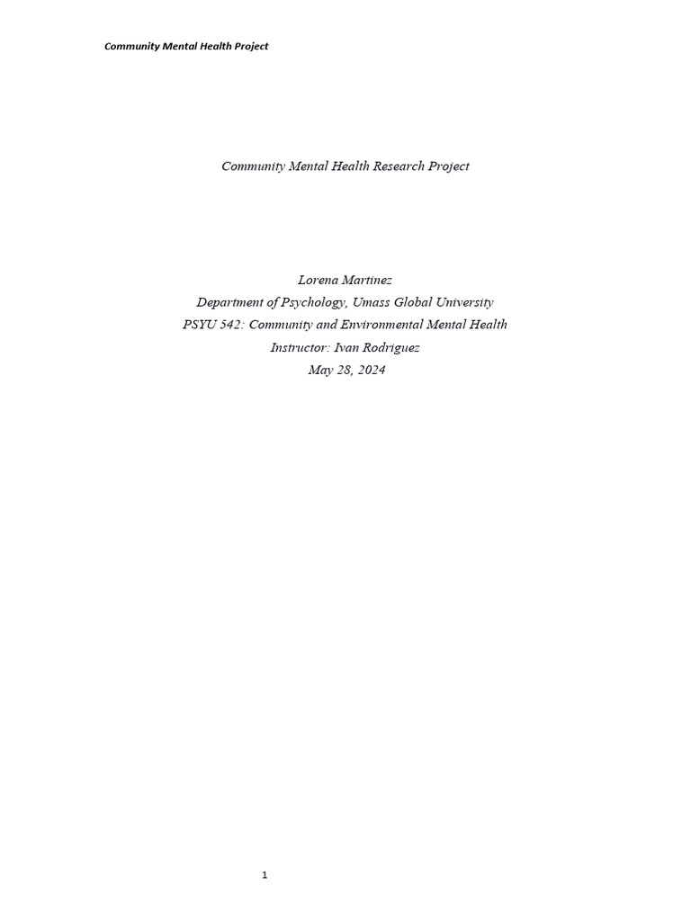 Community Mental Health Research Project | PDF | Mental Health ...