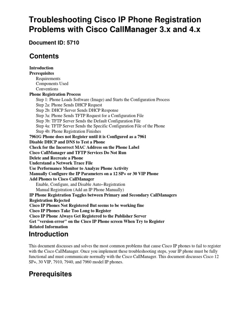 Troubleshooting Cisco Ip Phone Registration Problems With Cisco ...