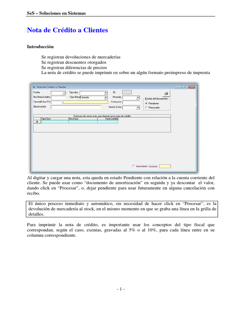 Manual de Notas de Créditos | PDF