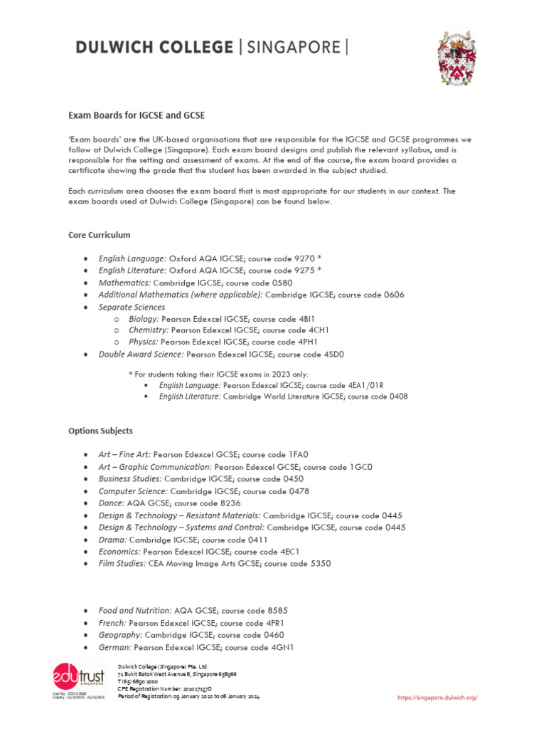 IGCSE - Exam Board | PDF | Secondary Education | Qualifications IGCSE - Exam Board | PDF | Secondary Education | Qualifications