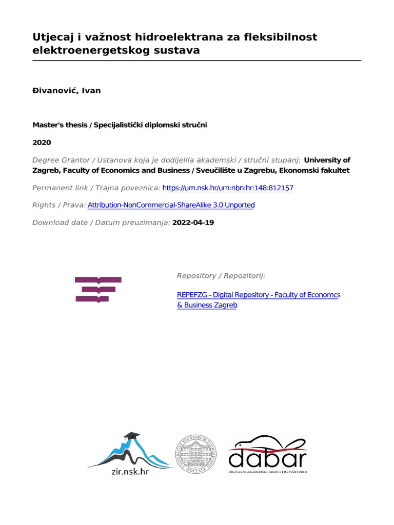 Idjivanovic - Diplomski - Rad Utjecaj I Važnost Hidroelektrana Za Fleksibilnost | PDF