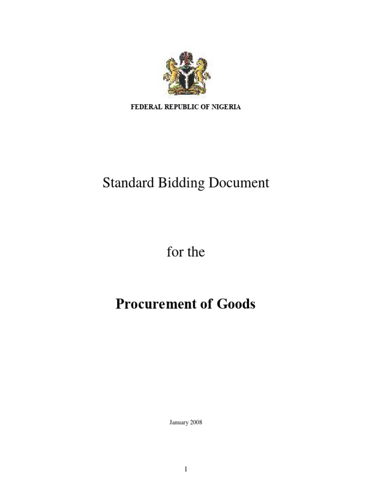 Standard Bidding Document For Procurement of Goods | PDF | Specification (Technical Standard ...