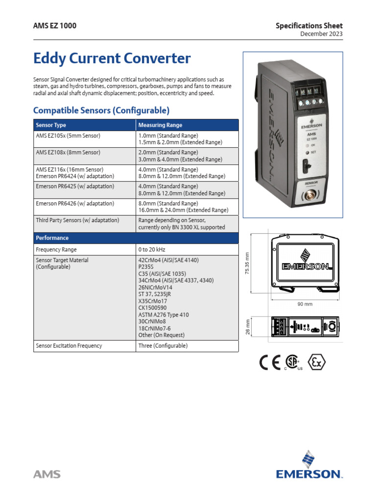 AMS EZ1000 Eddy Current Converter | PDF | Turbomachinery | Electrical ...