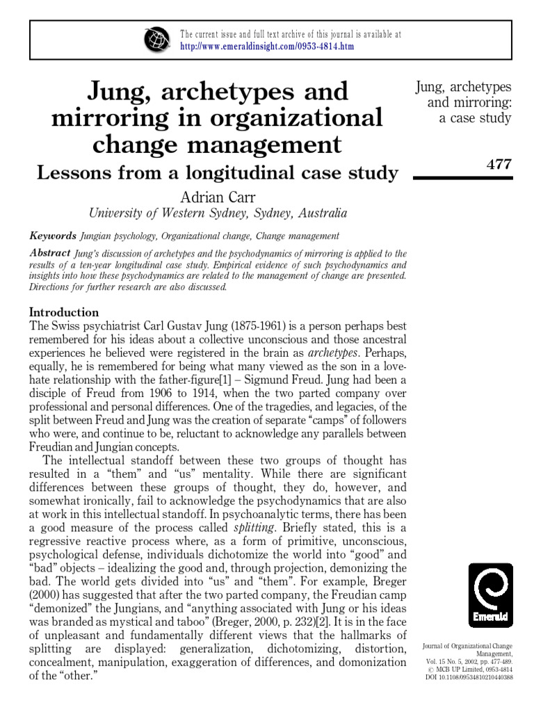 Jung Archetypes and Mirroring in Organizational Change Manag | PDF | Id ...