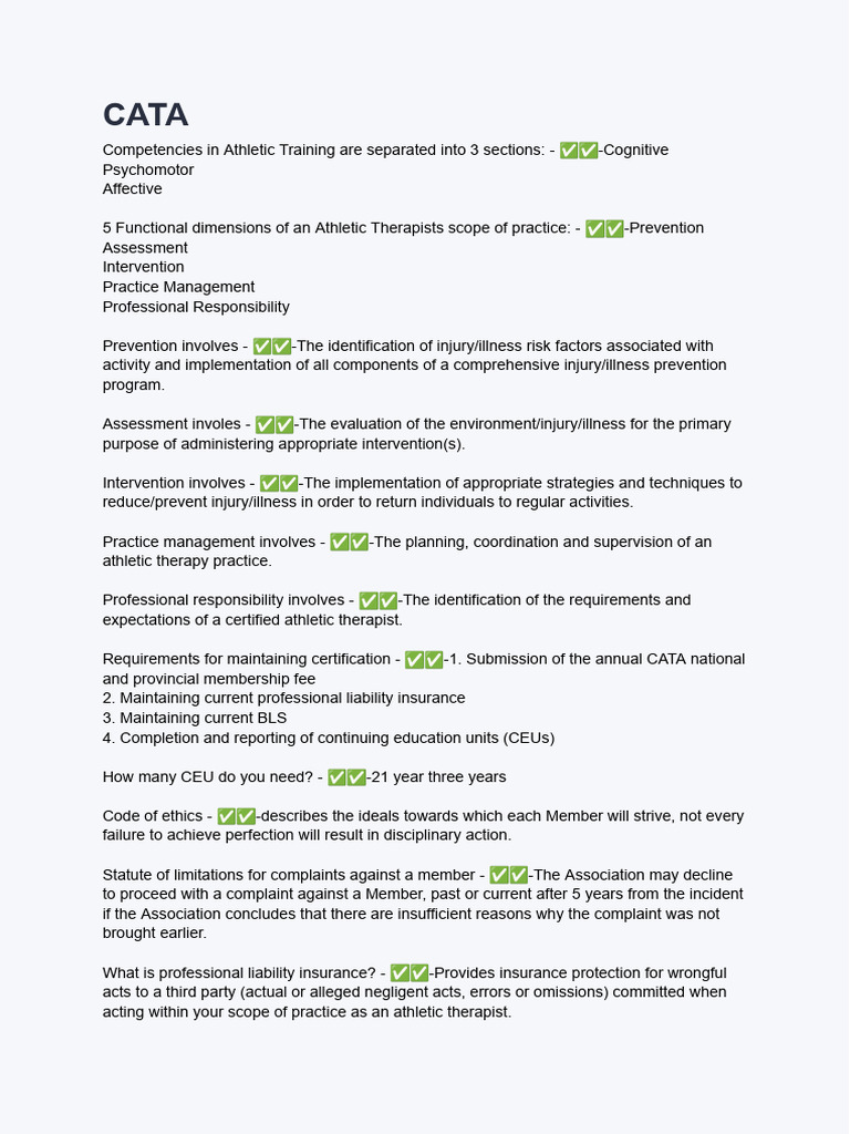 CATA Questions With Verified Correct Answers - Complete Solution 2024 ...