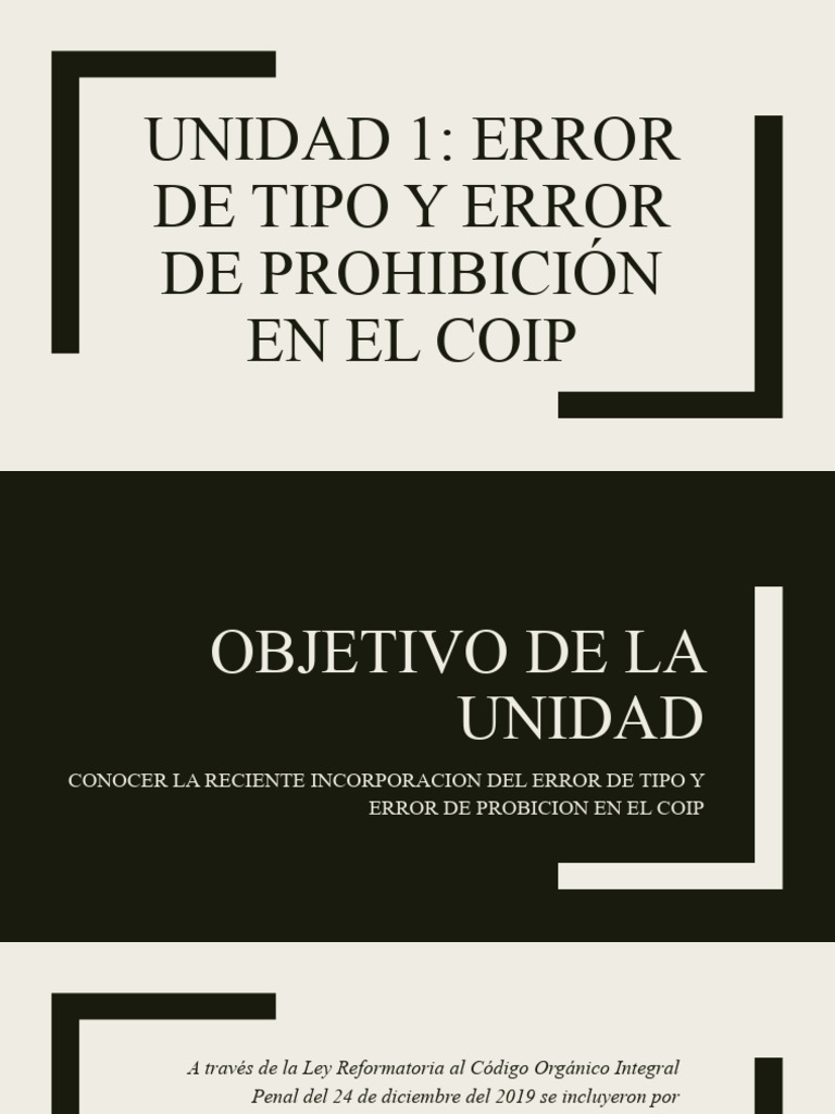 Error de Tipo y Prohibición en COIP | PDF | Intención (Derecho Penal ...