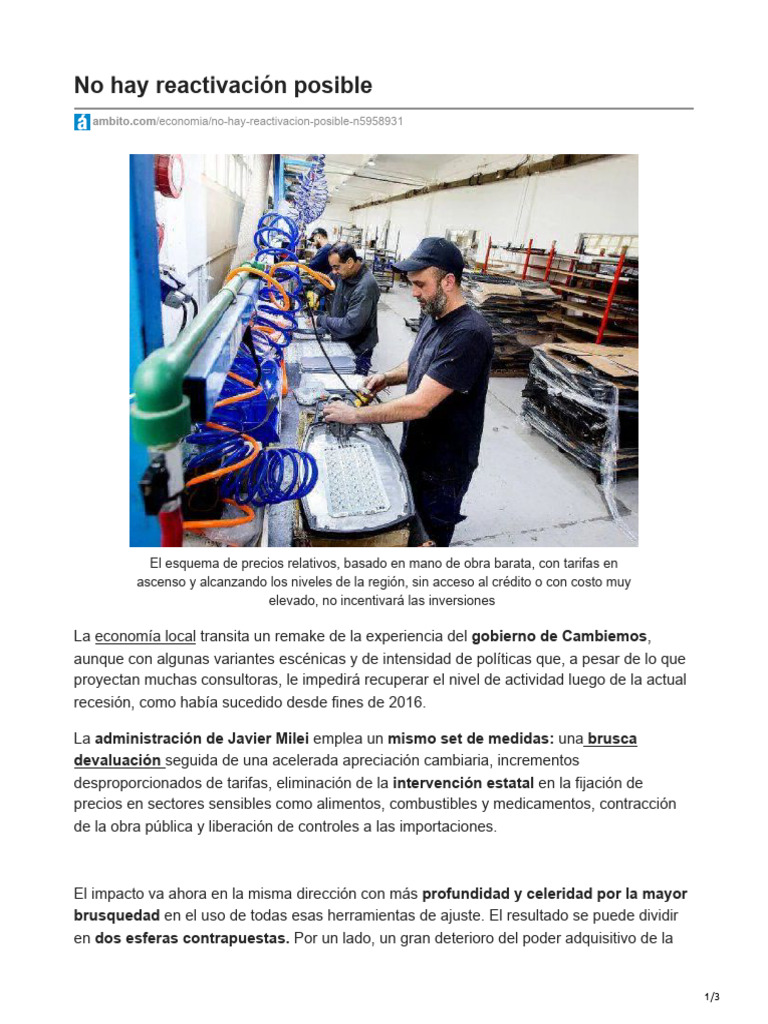 Crisis económica: sin reactivación posible | PDF | Mauricio Macri ...